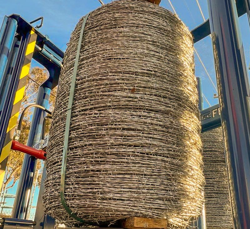 Big Barbie, a whopping 5,000 metre roll of barbed wire