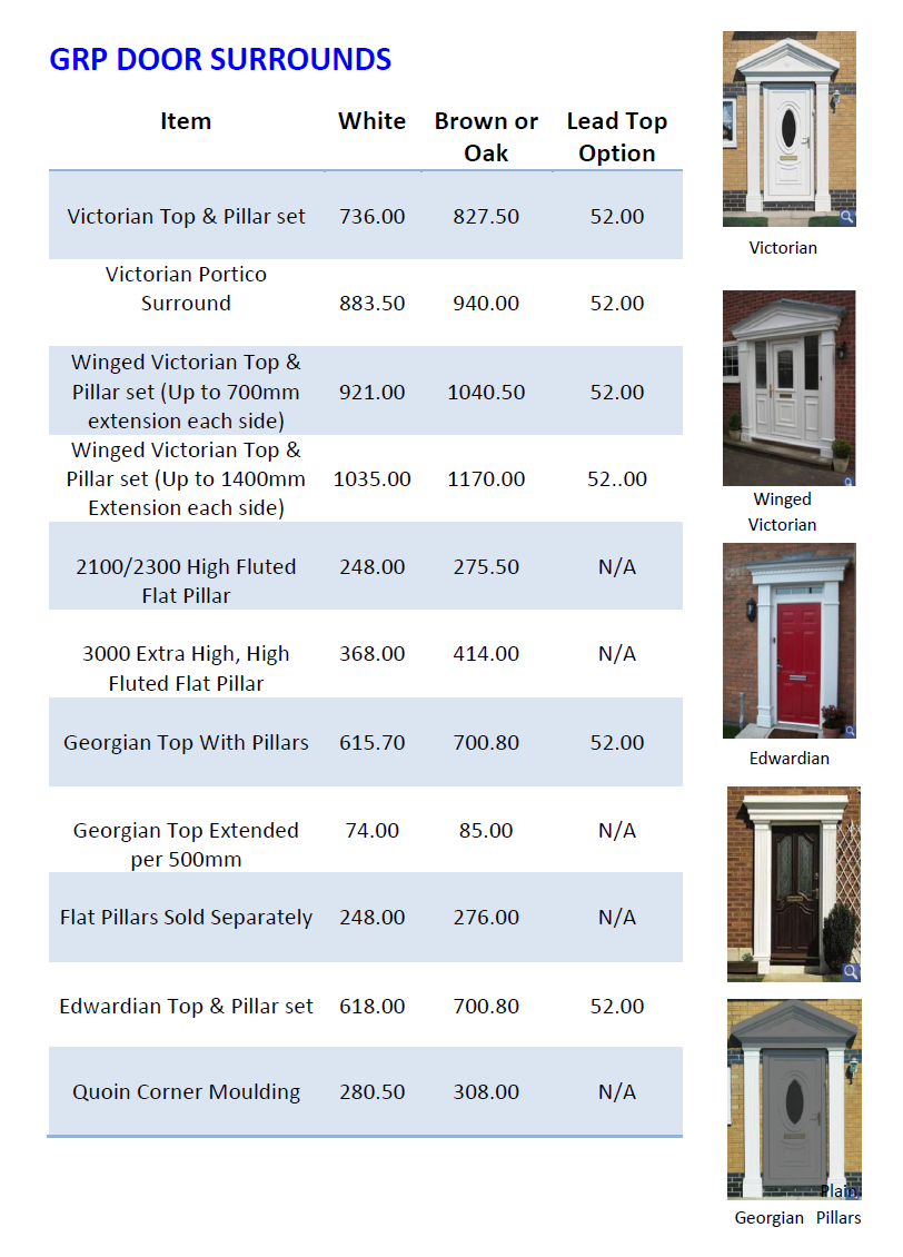 G.R.P. Door Surrounds Francis Sheet Sales Farlington, Portsmouth,uk