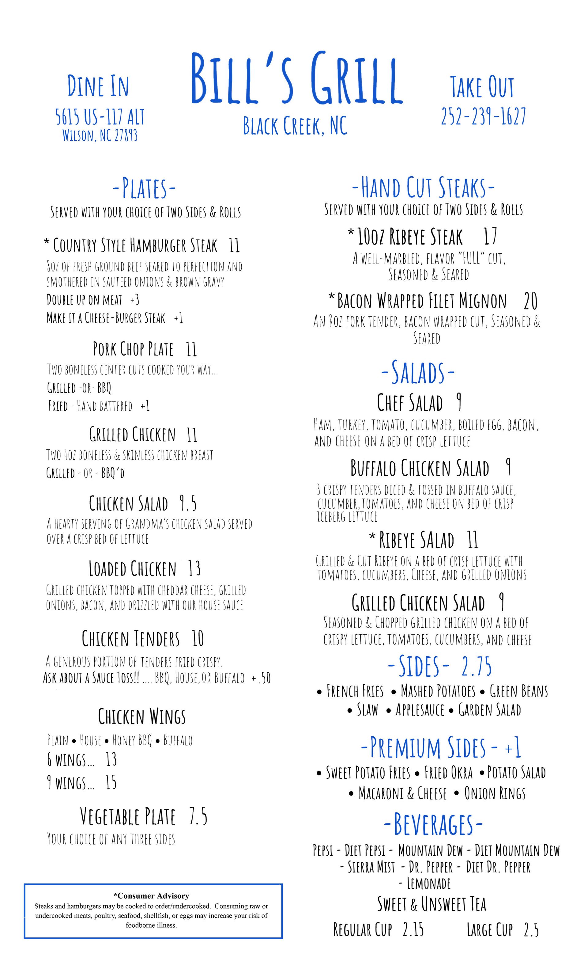 Bill s Grill Wilson NC Daily Specials Bill s Grill Wilson NC Daily Specials