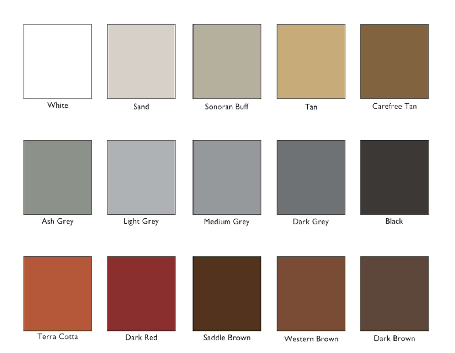 Solid Color Chart | Precision Coatings of Texas