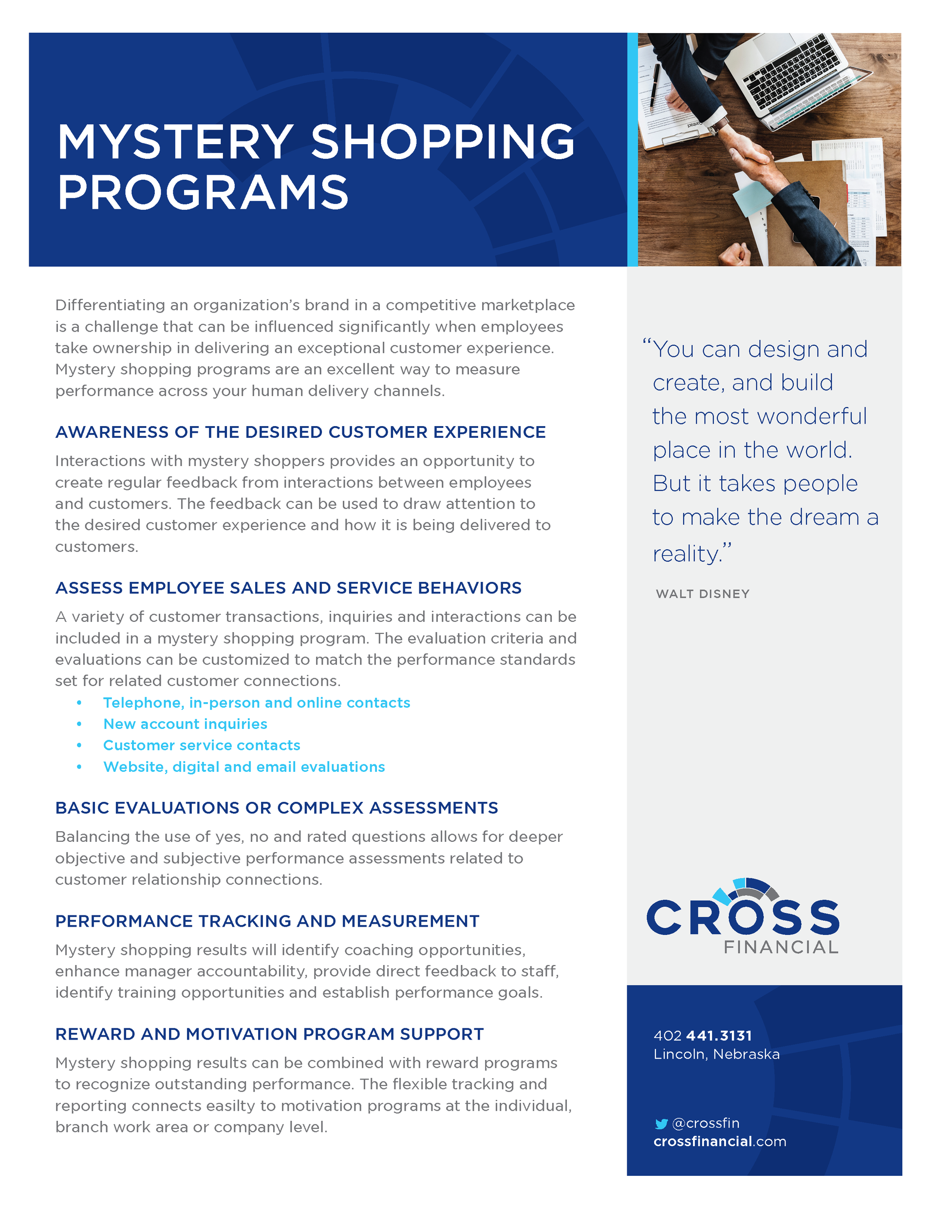 Financial Institution Mystery Shopping Programs - Cross Financial