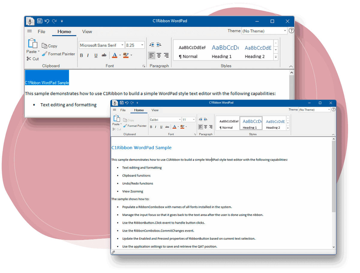 ComponentOne Ribbon | MS Office 365 스타일 리본 메뉴