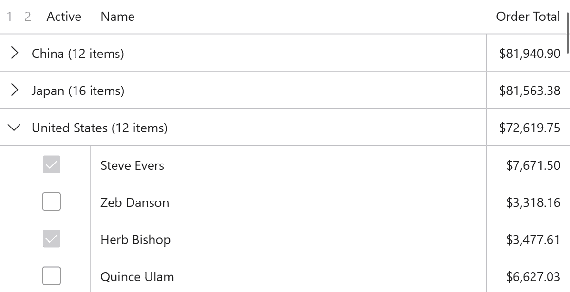 ComponentOne WinUI FlexGrid | .NET 데이터 그리드 컨트롤