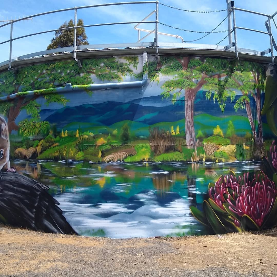 Tea Tree Water Tank Art, Australian Silo Art Trail