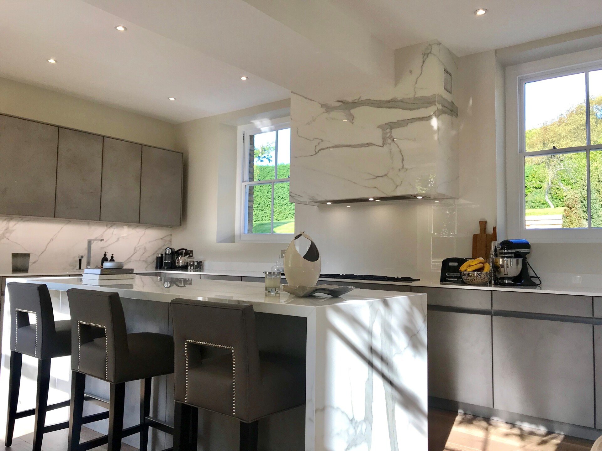 White, Linear Kitchen Design in Swiss Cottage | Barget Kitchens