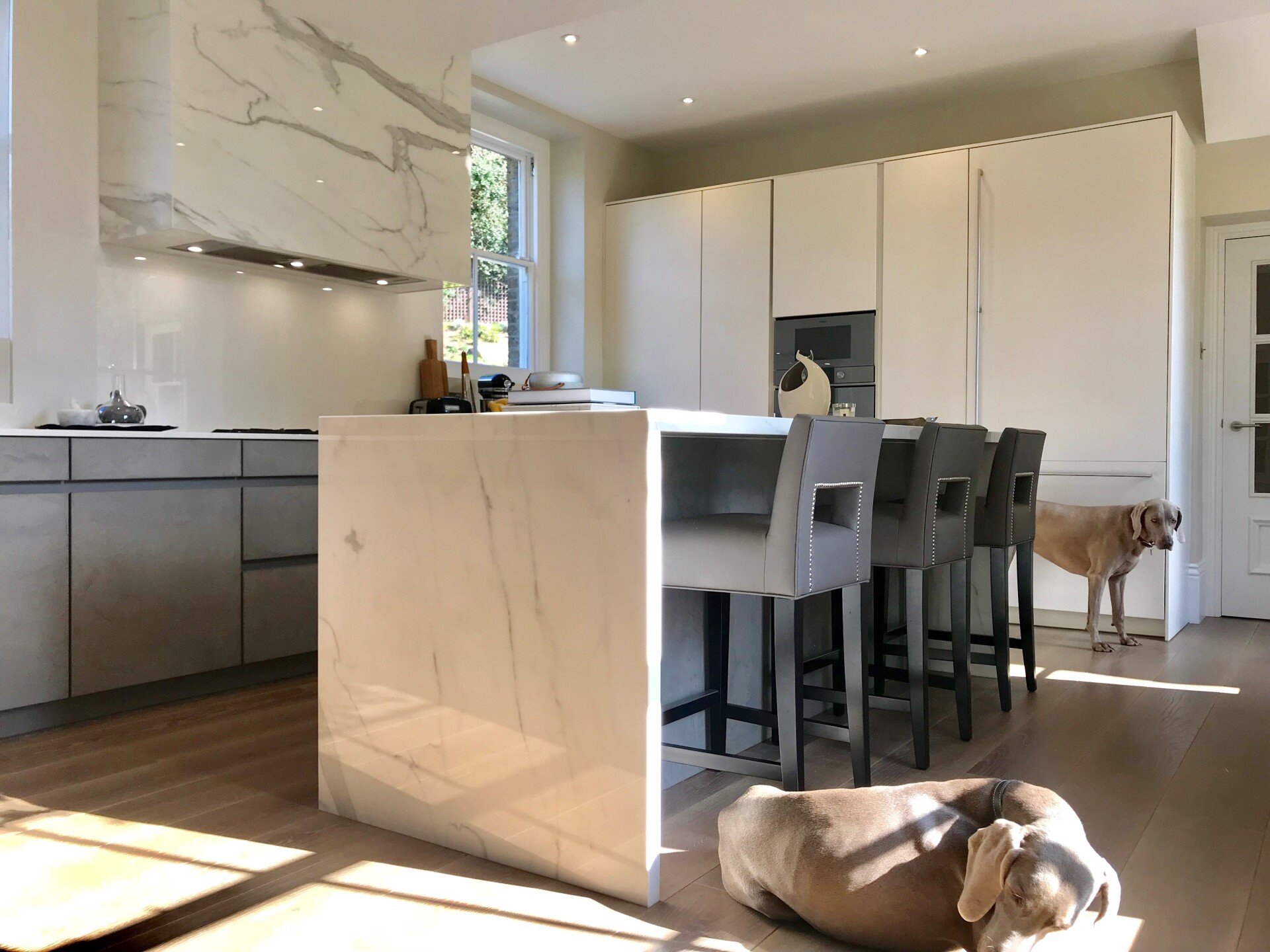 White, Linear Kitchen Design in Swiss Cottage | Barget Kitchens