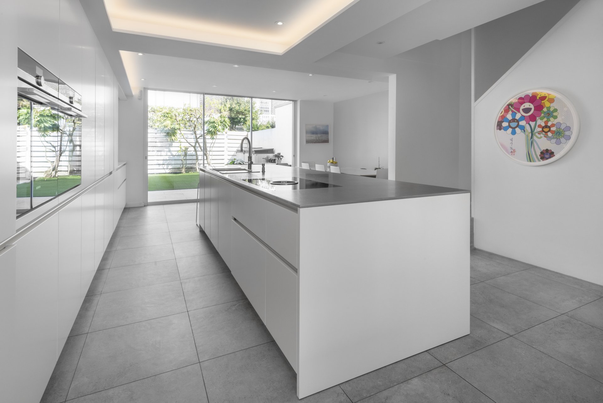 White, Linear Kitchen Design in Swiss Cottage | Barget Kitchens