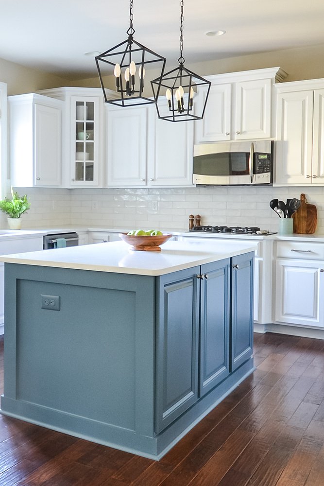 Snowbound and Smoky Blue Kitchen