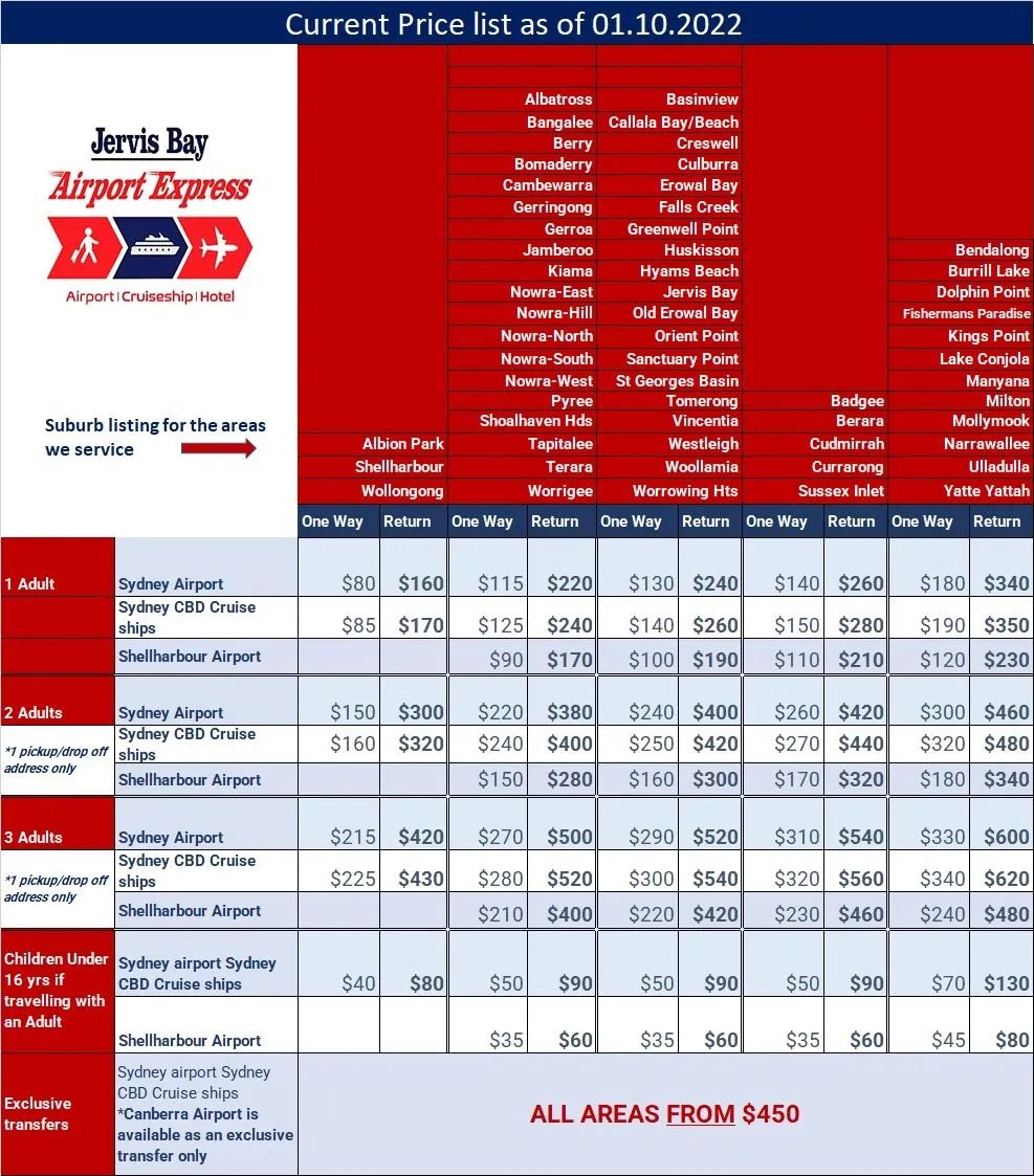 Airport Transfers | Jervis Bay Airport Express