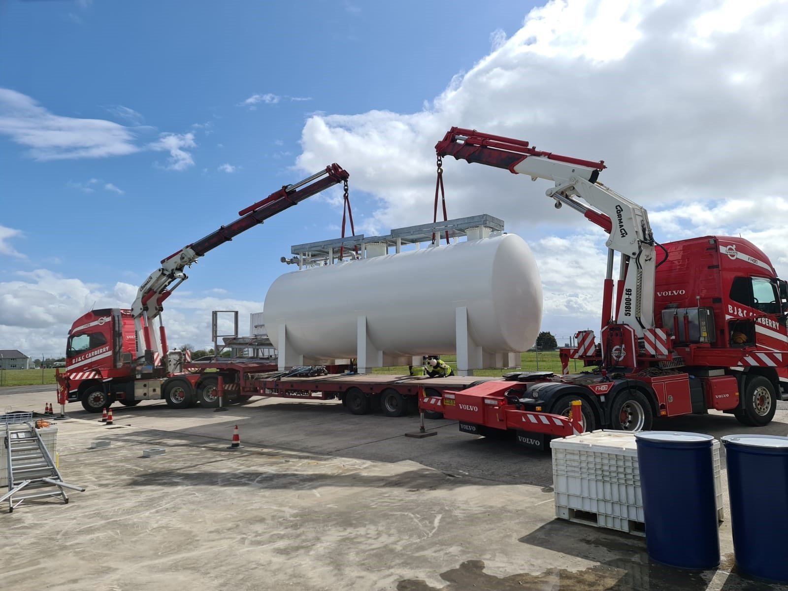 Tandem hiab lift at St Athan Airport Airside