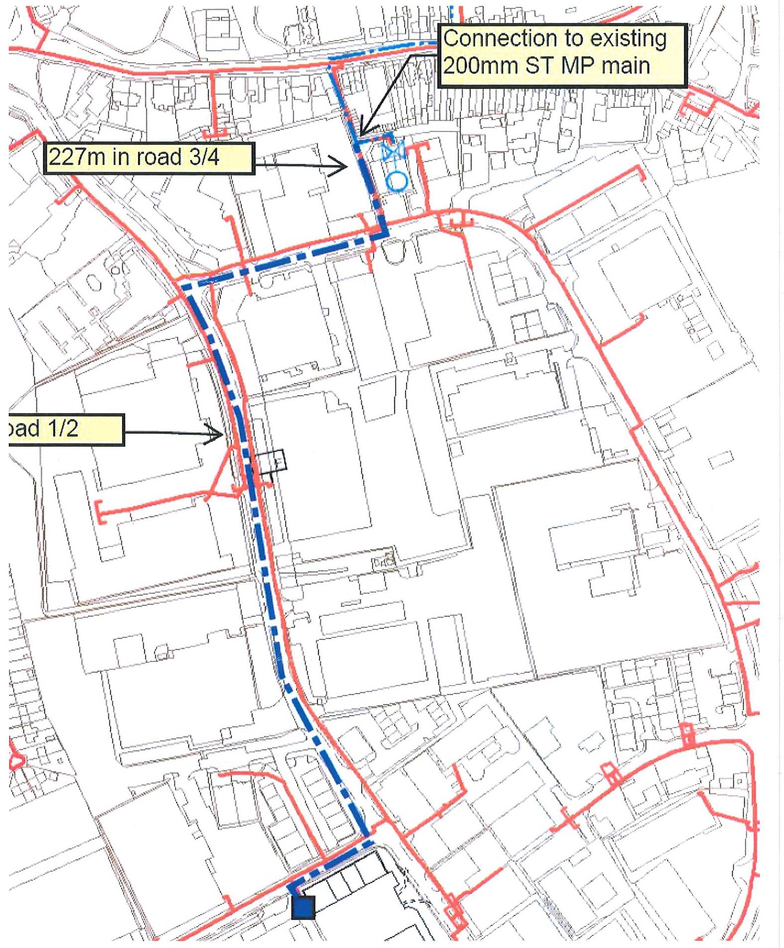 Gas main works: details of temporary roadworks