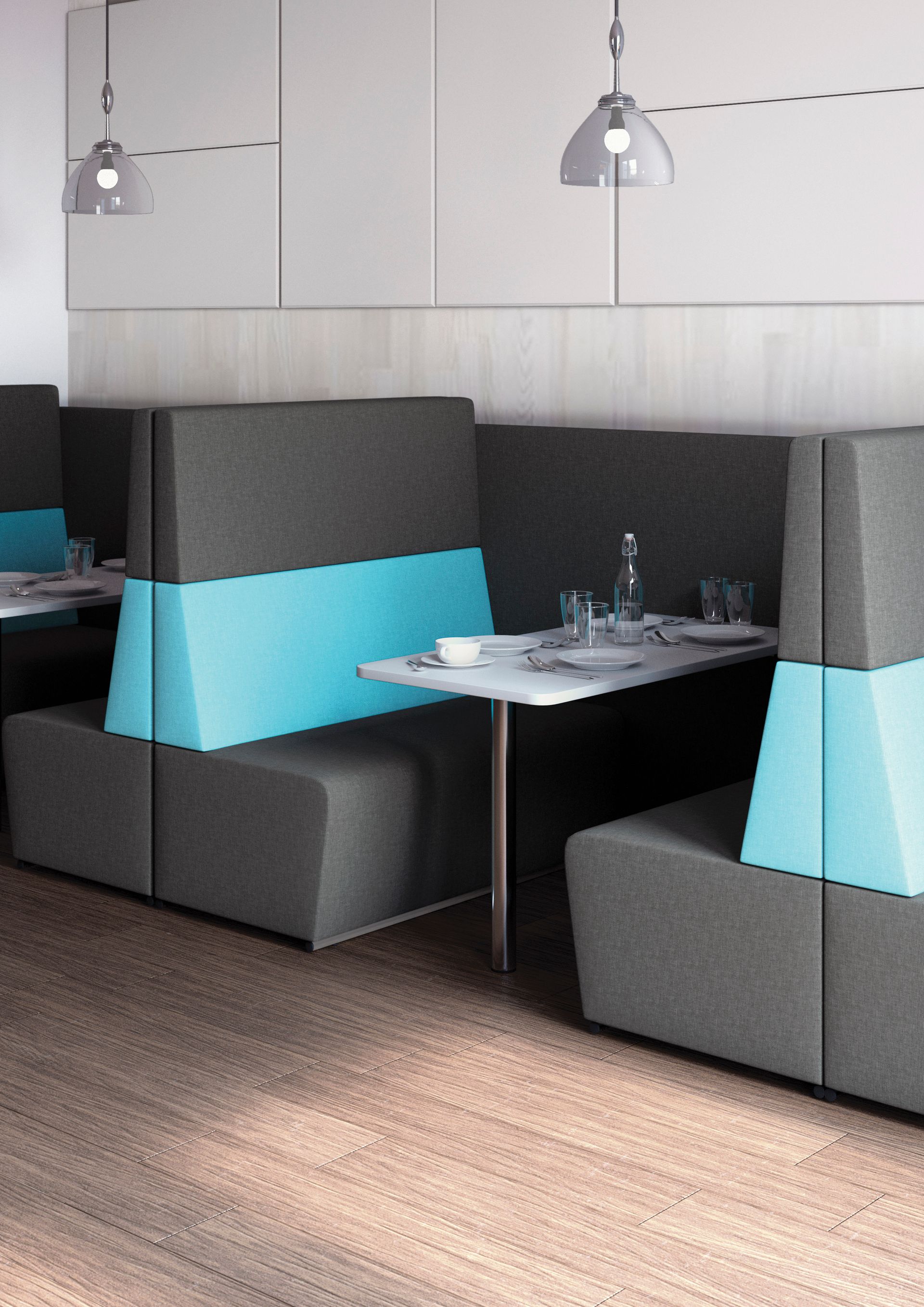 Fifteen booth seating and pods | Pledge
