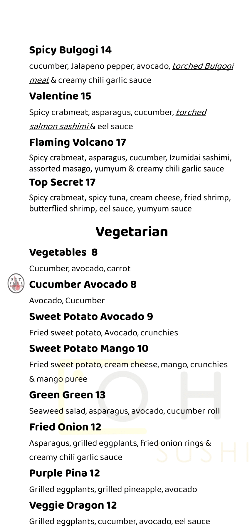 Menu | Ohana Hawaiian Grill & Bar | Jasper, IN and French Lick, IN