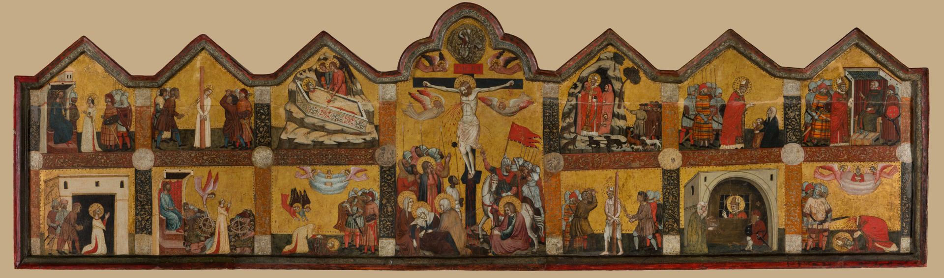 Dossal with Crucifixion and Stories of St. Blaise and Catherine of ...