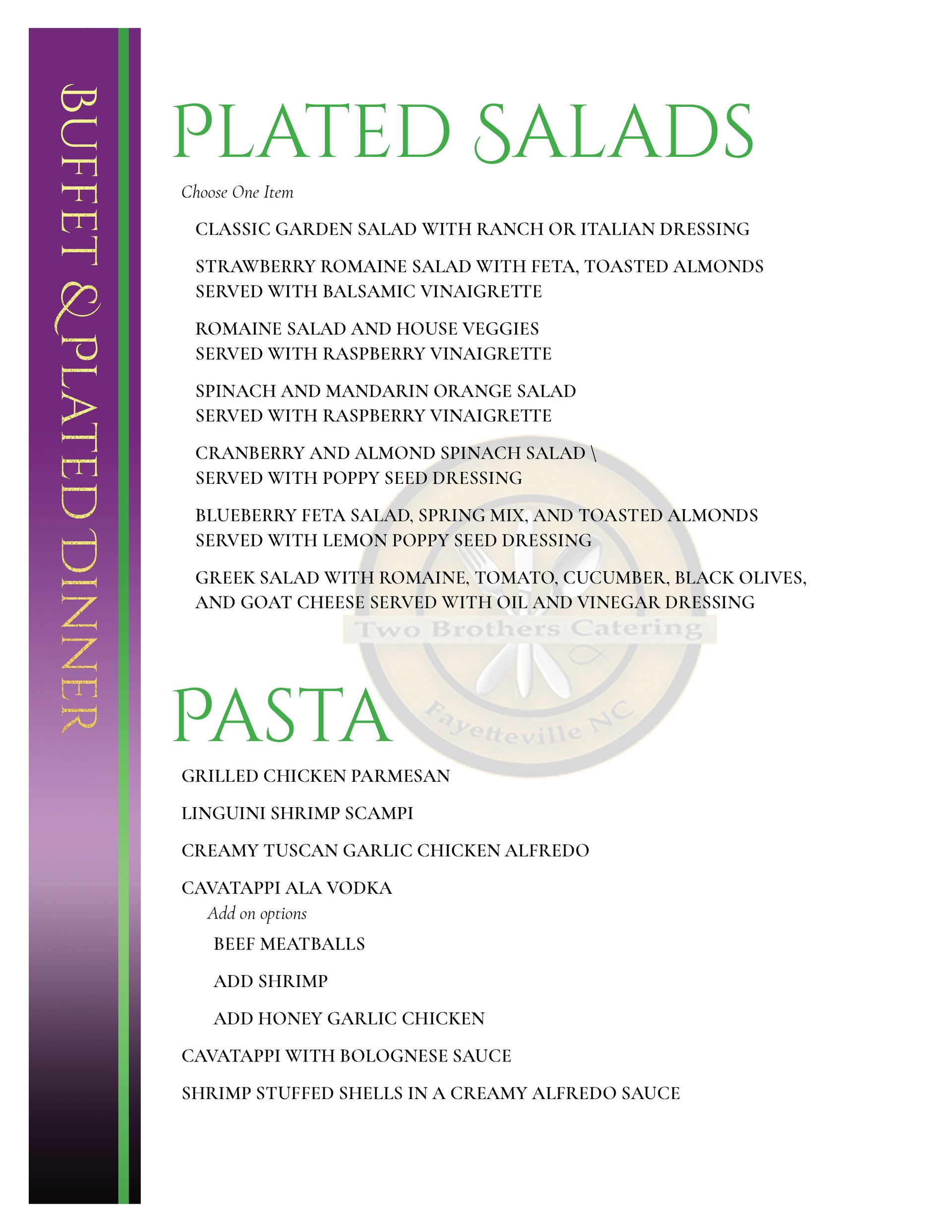 Wedding & Corporate Catering Menu | Fayetteville, NC | Two Brothers ...