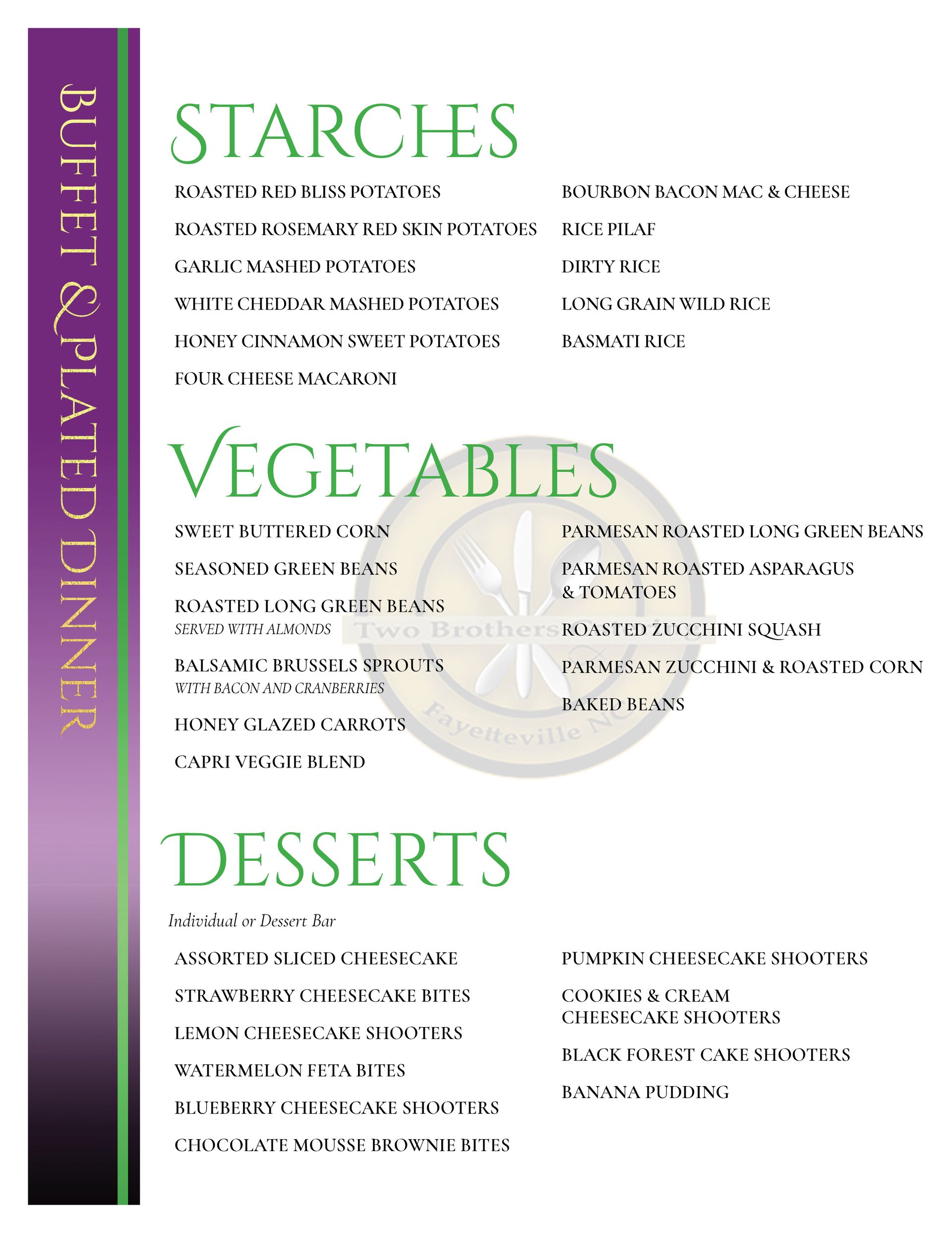 Wedding and Corporate Catering Menu | Fayetteville, Lumberton ...
