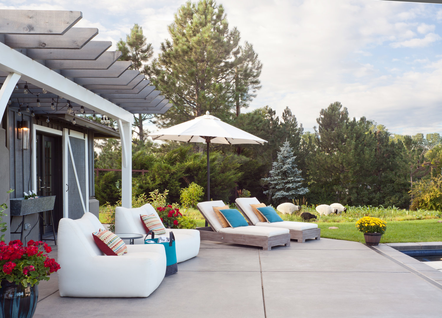 High-end pool house and guest quarters interior design by Ashley ...