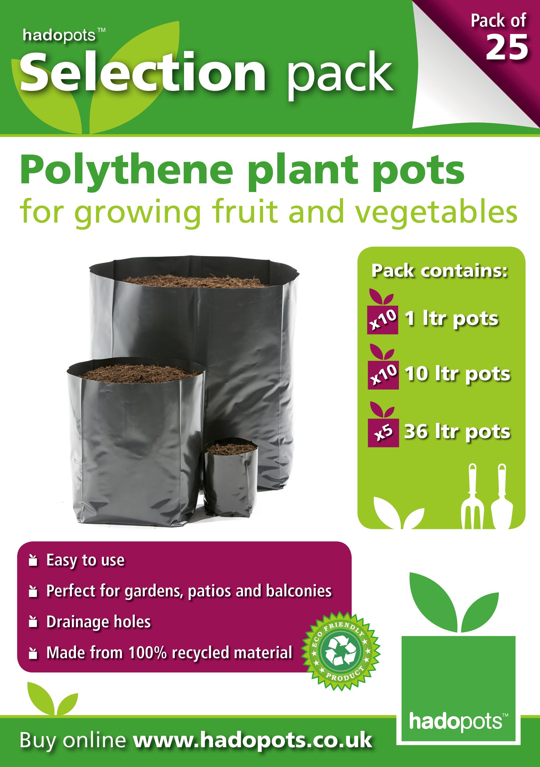 Polythene plant pots by Hadopots