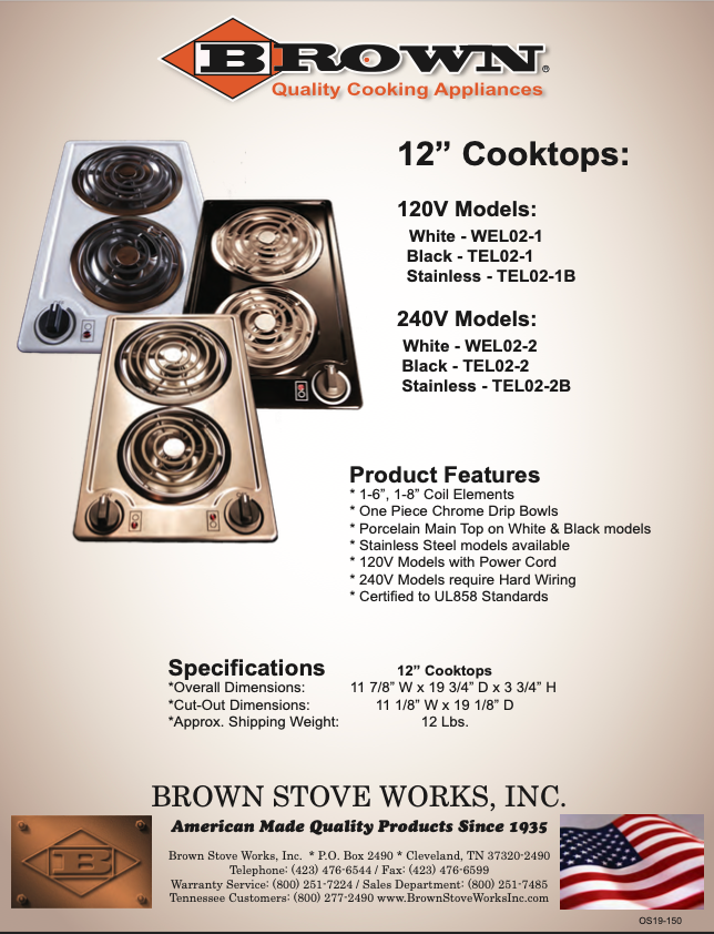 Shop High-Quality Gas & Electric Cooktops | Brown Stove Works