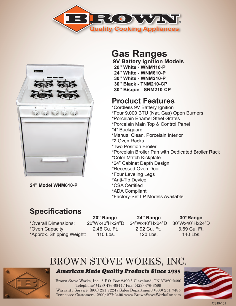 GAS RANGES