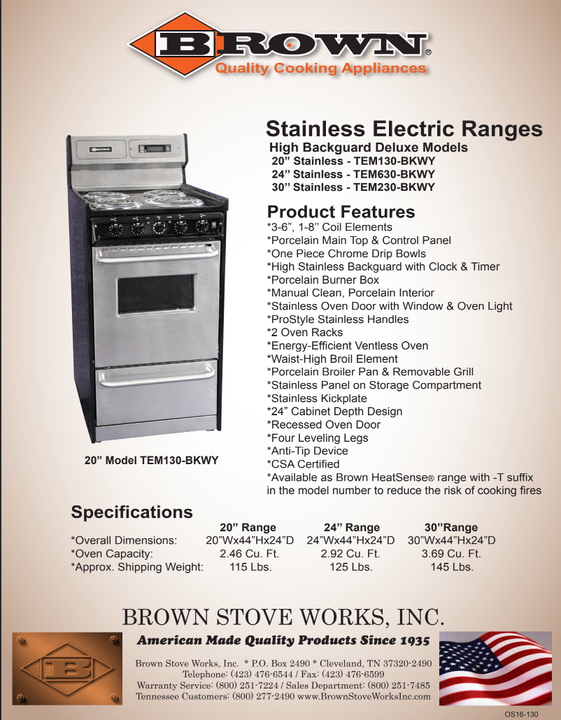 Electric Ranges - Brown Stove Works, Inc.