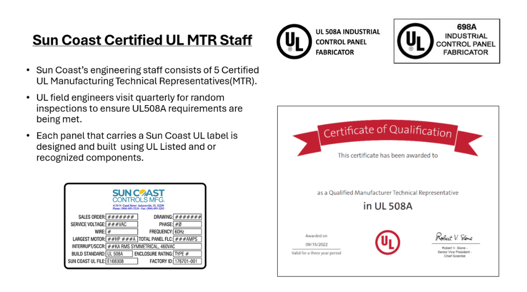 cUL/UL Certified | Sun Coast Controls Mfg.