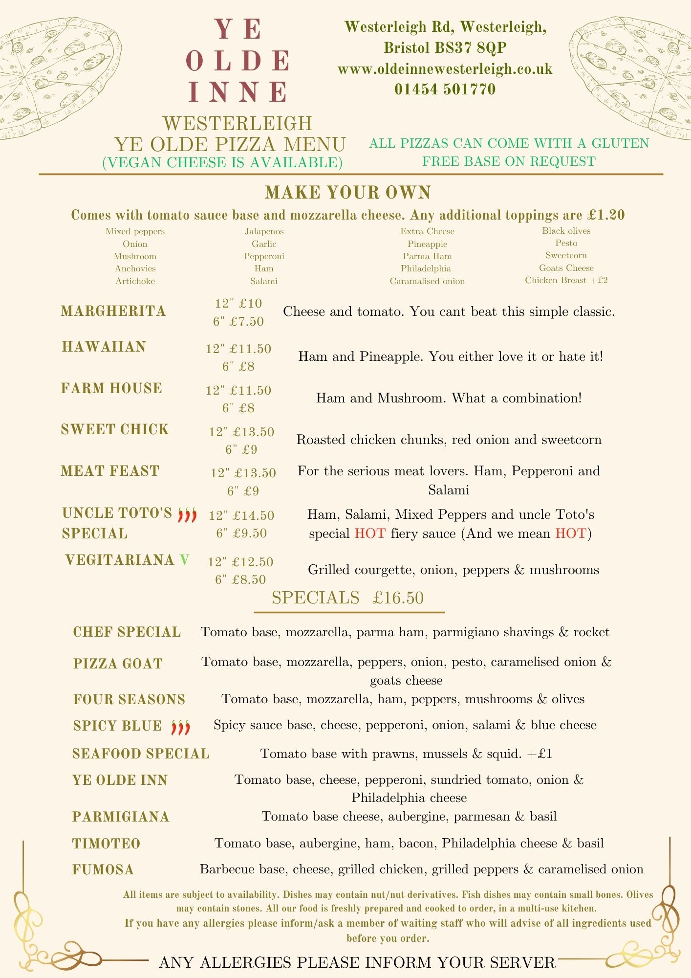 Food & Drink | Ye Olde Inne Westerleigh, Bristol