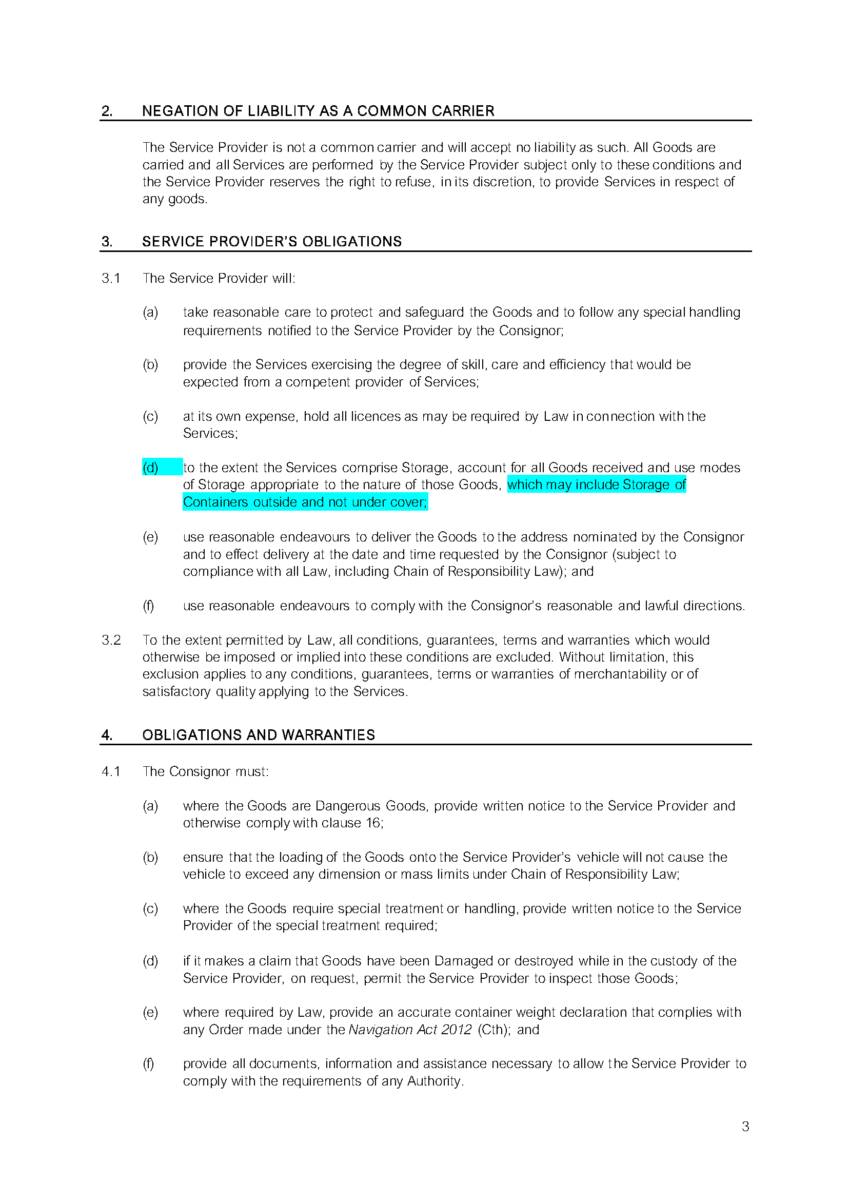 Conditions of Cartage | Rod Pilon Transport
