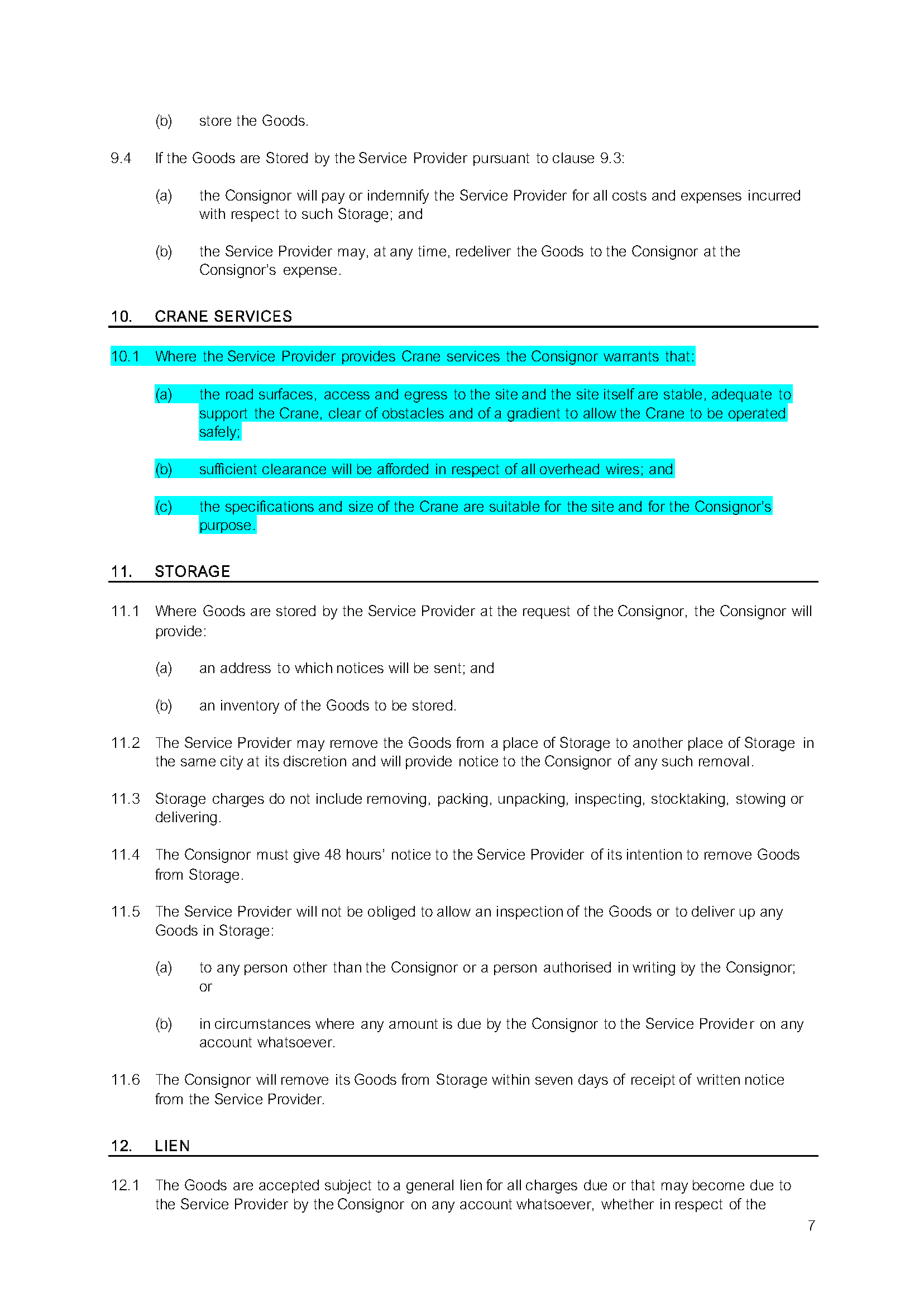 Conditions of Cartage | Rod Pilon Transport