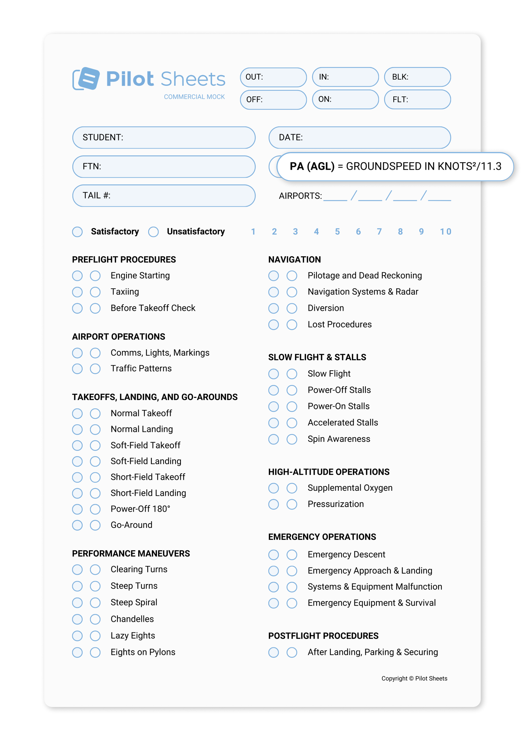 Commercial Mock (Download) – Printable Checkride Prep Notepad | Pilot ...
