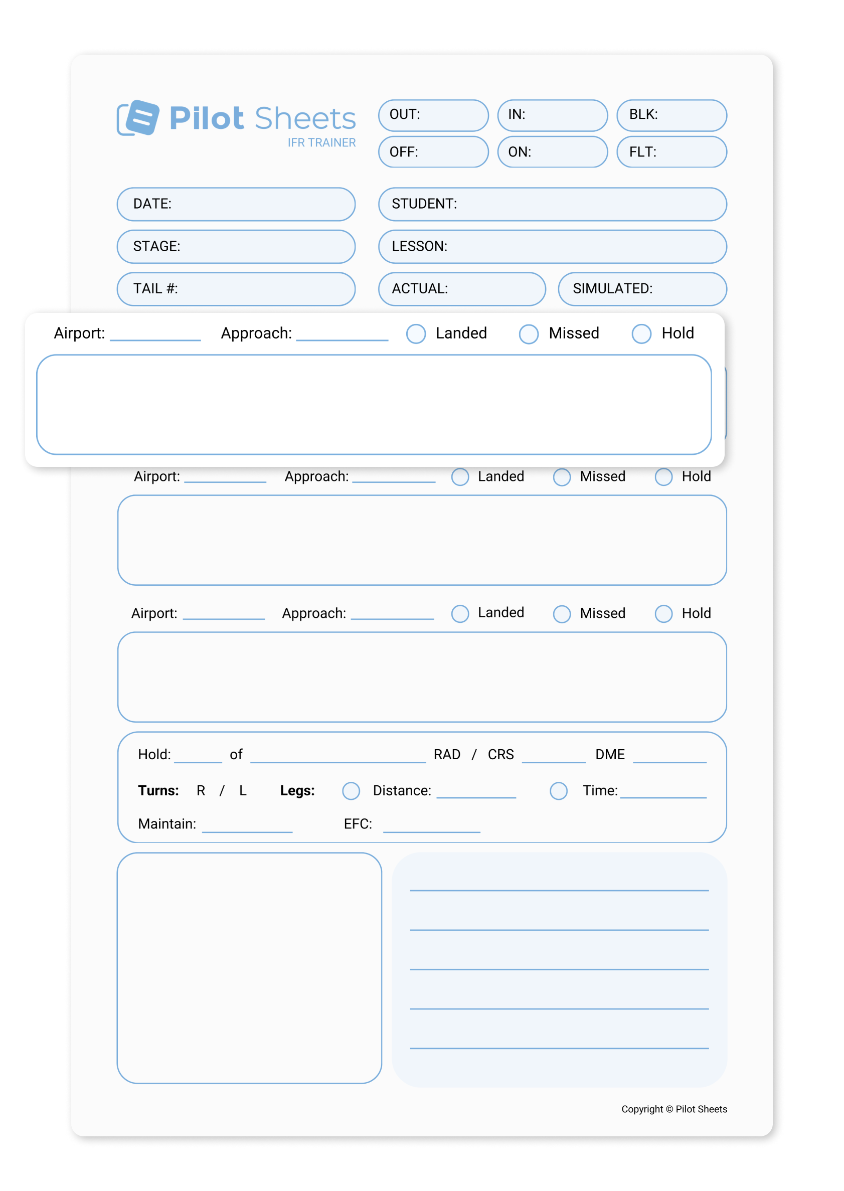 IFR Trainer (Download) – Printable Notepad for IFR Training | Pilot Sheets
