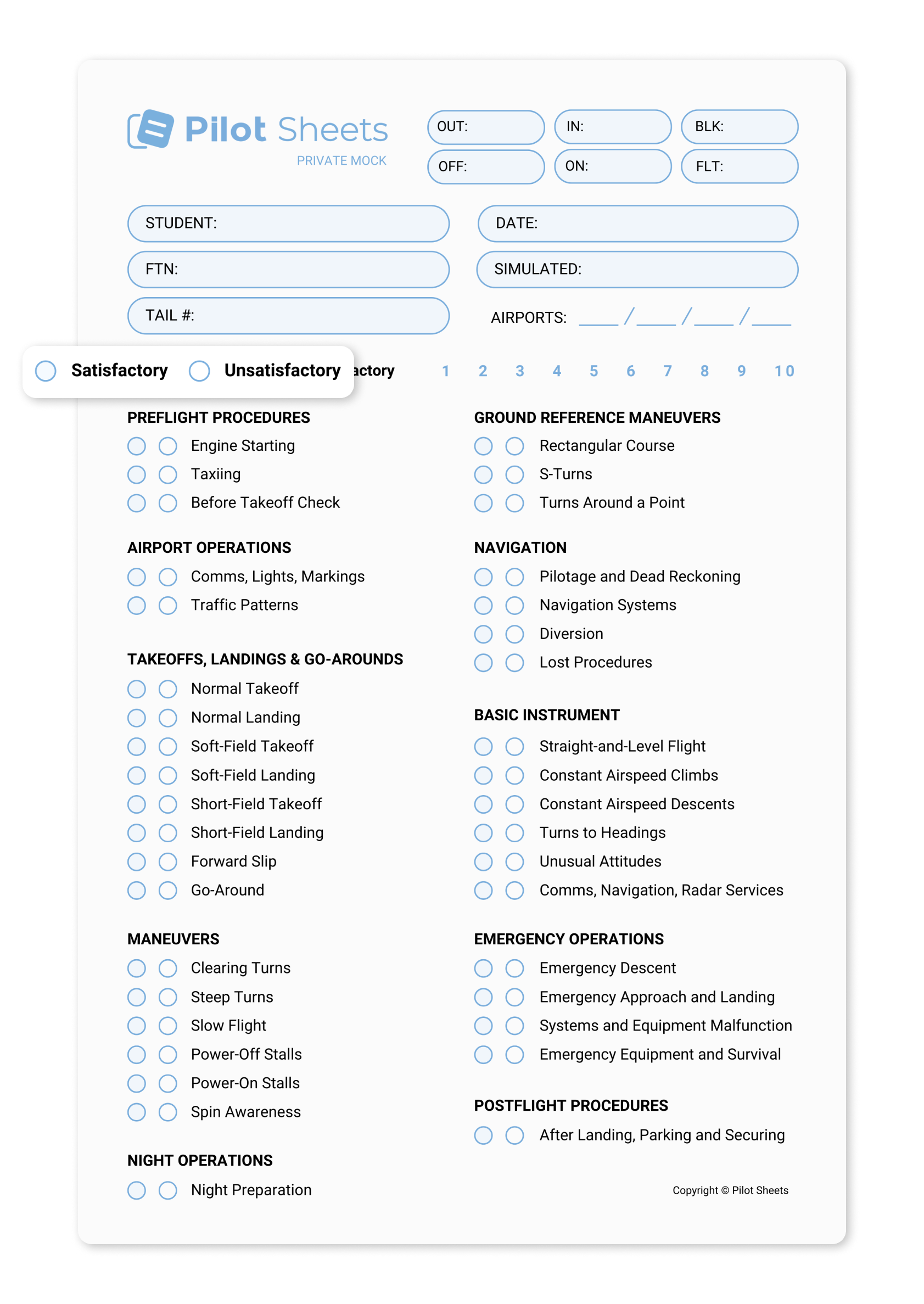 Private Mock: The Perfect Notepad for Private Pilot Checkride Prep | Pilot Sheets