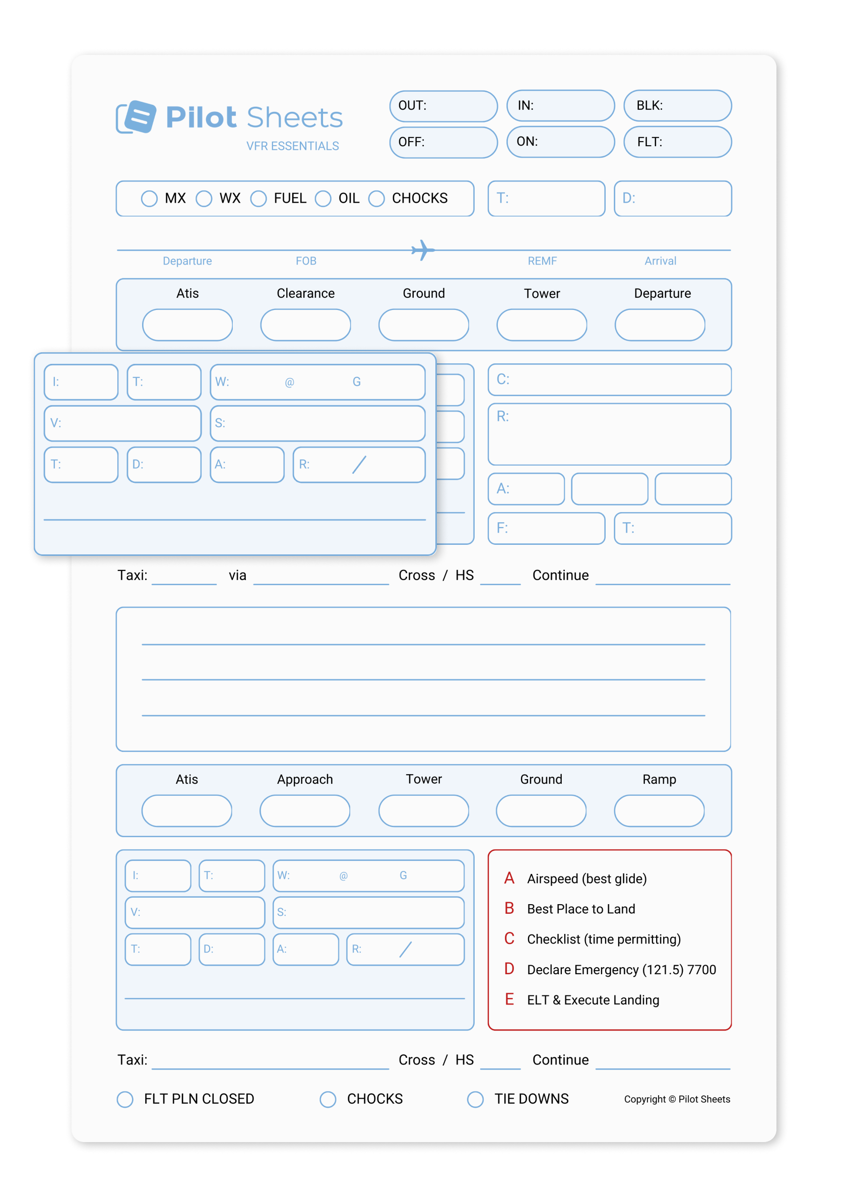 VFR Essentials (Download) – Printable Notepad for VFR Pilots | Pilot Sheets