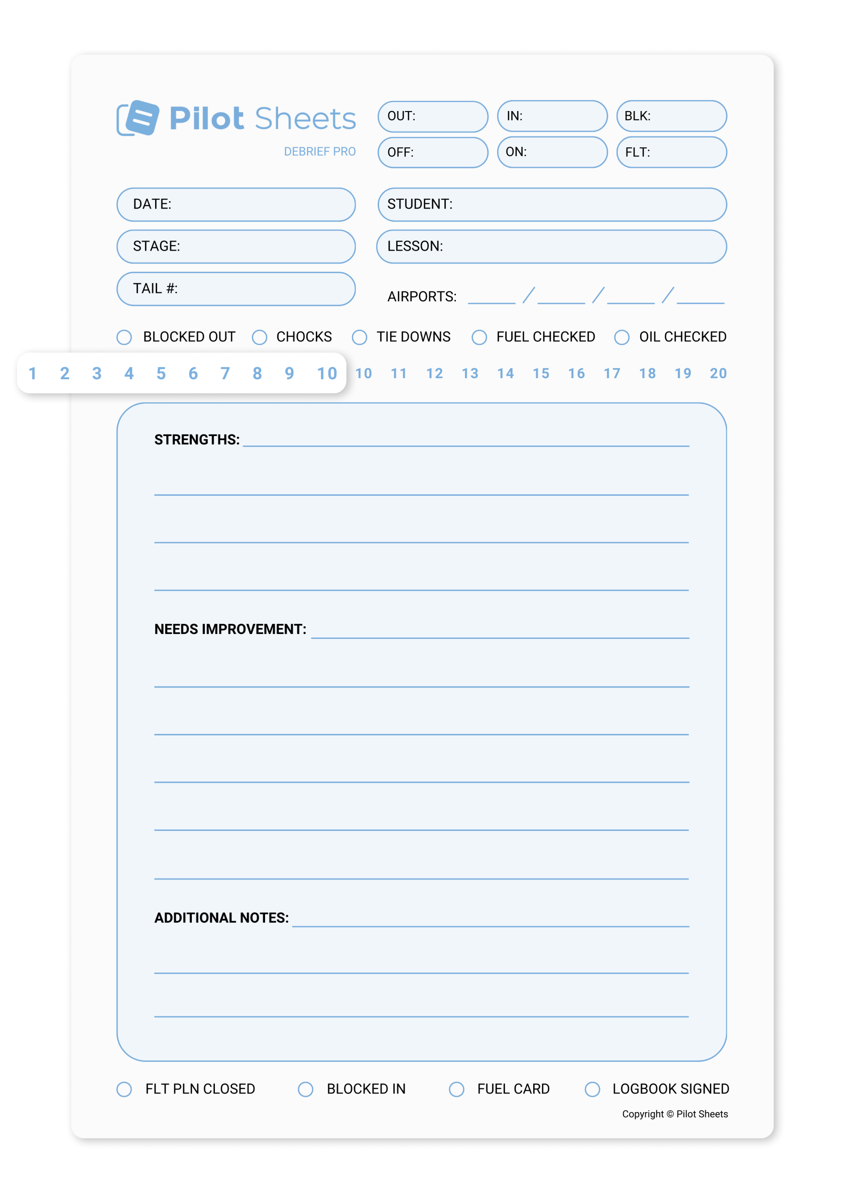 Debrief Pro: Flight Training Notepad for CFIs | Pilot Sheets
