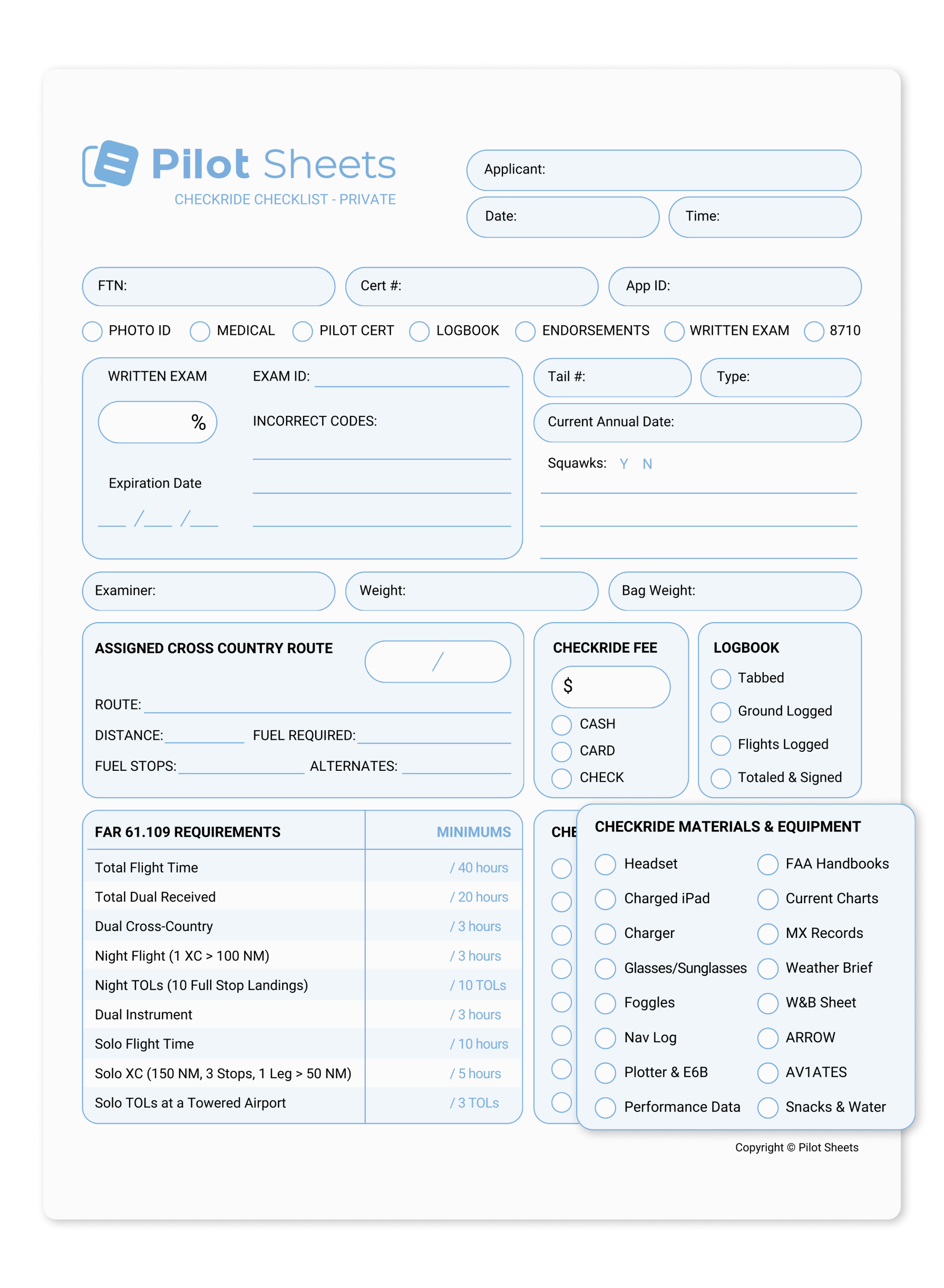 Checkride Checklist - Private (Download) | Printable Prep for CFIs ...