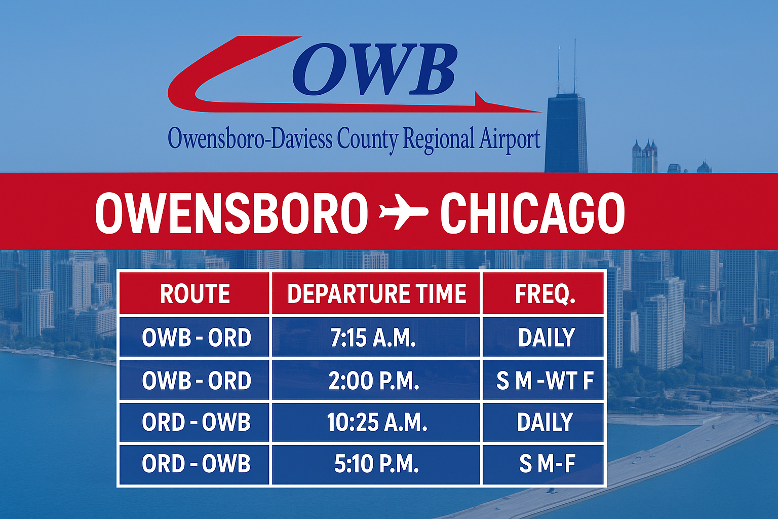 Flight Schedule | Owensboro-Daviess County Regional Airport