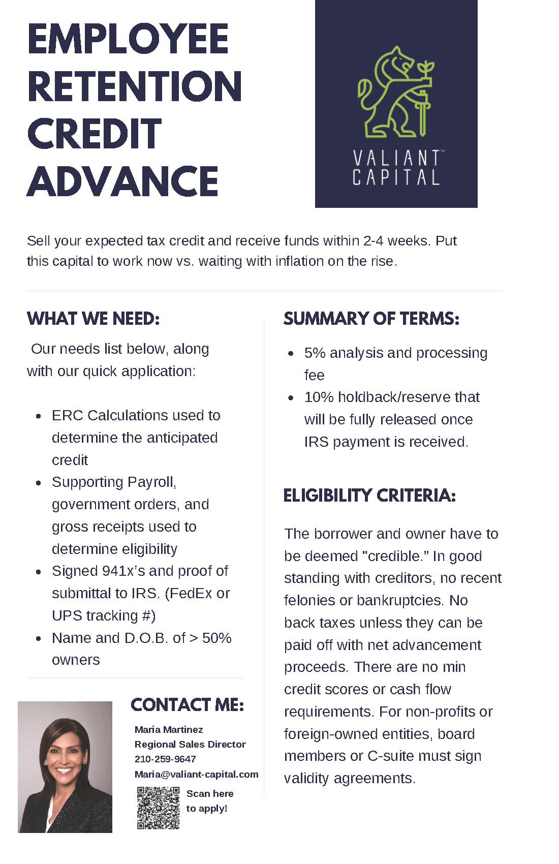 Valiant Capital Offers Simple Access to The ERC Program and ERC Advance ...