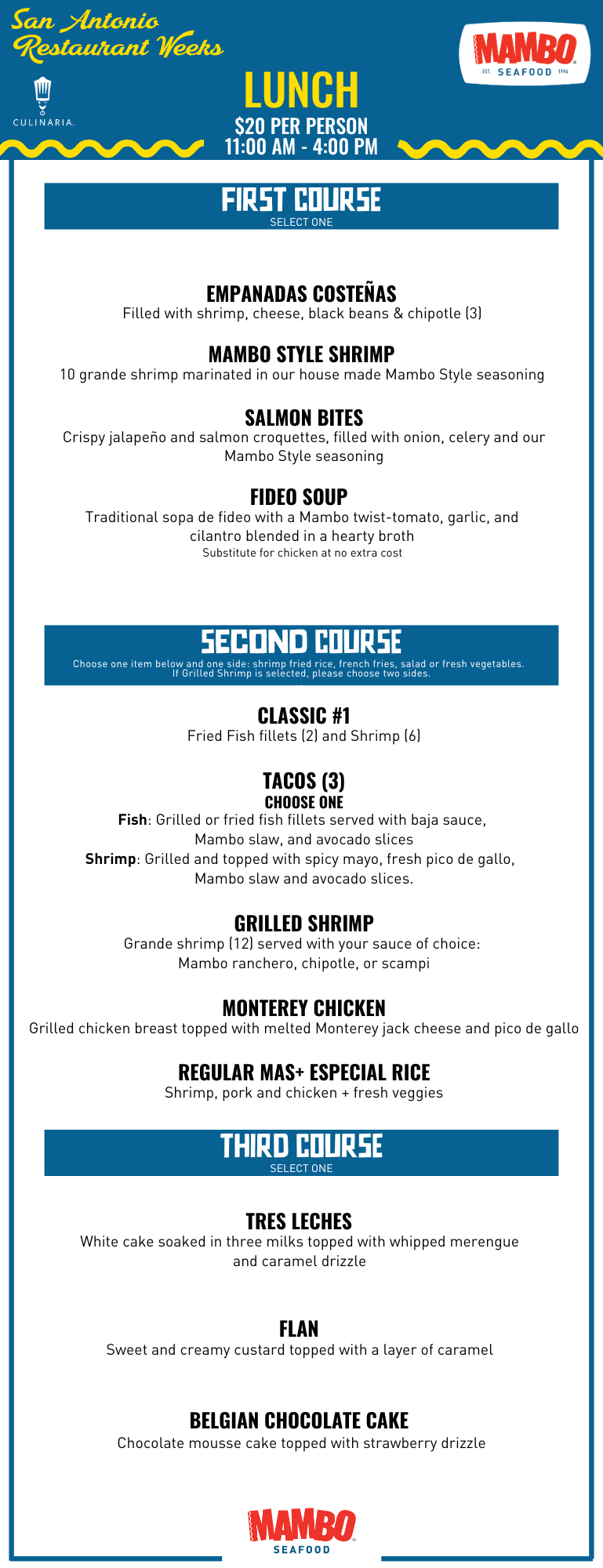 Member News | Mambo Seafood is participating in Culinaria Restuarant Weeks!