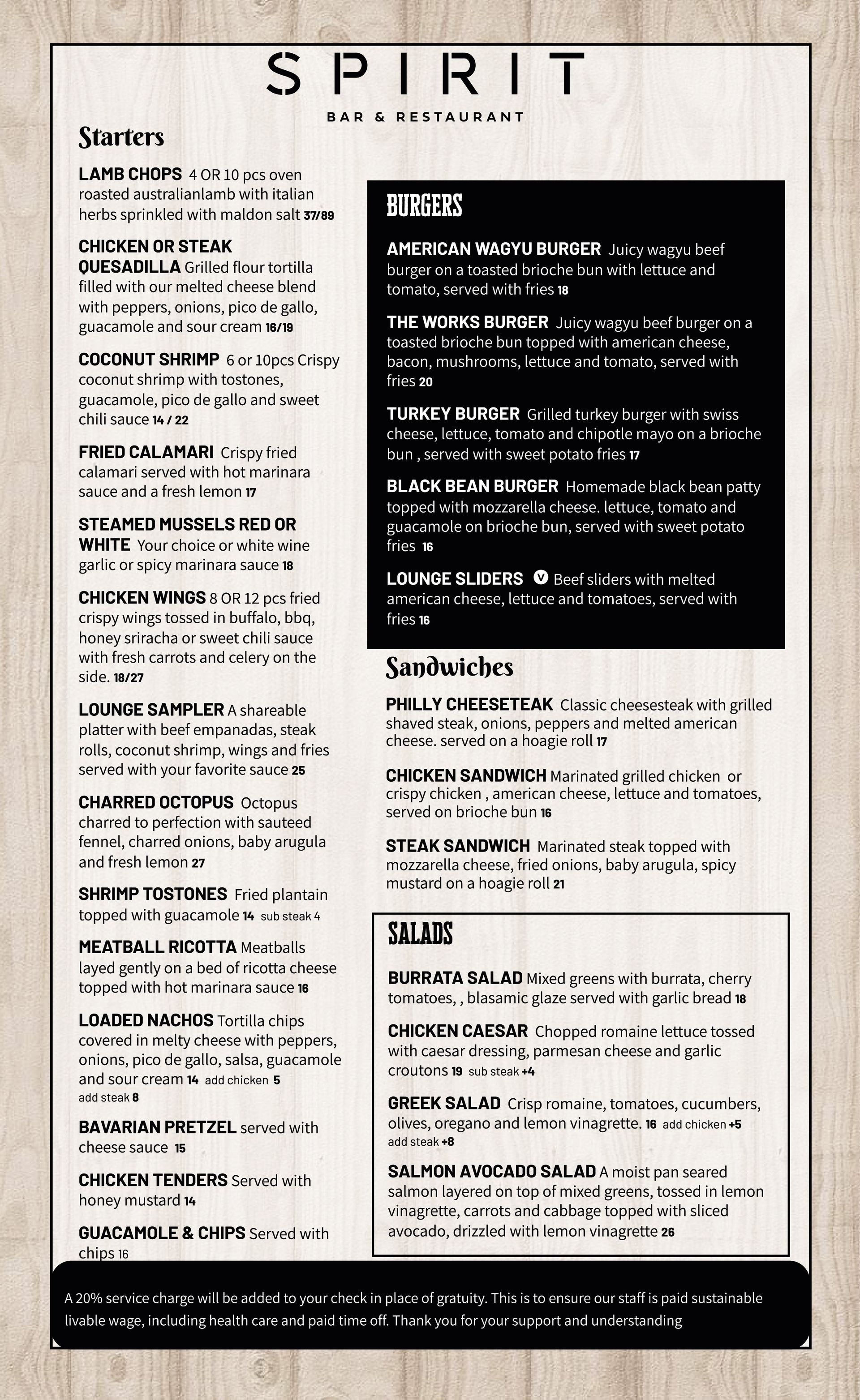 American & Mediterranean Food Fusion | Spirit Bar Restaurant ...