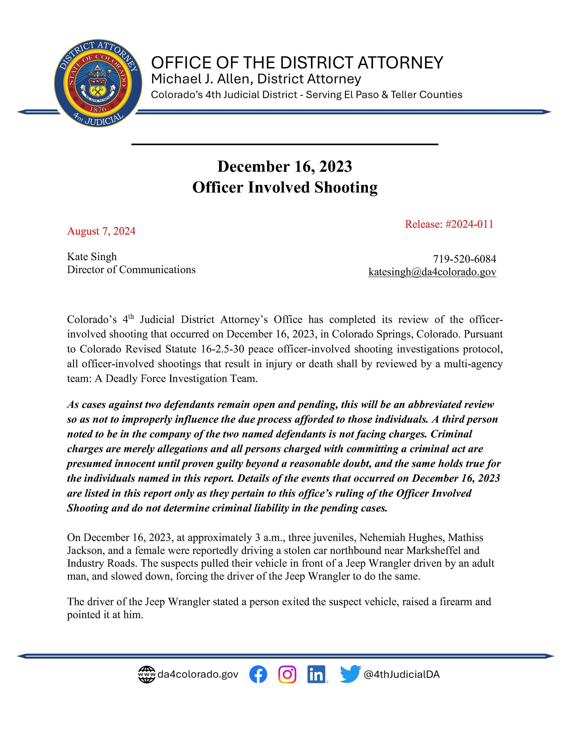 Officer Involved Shootings