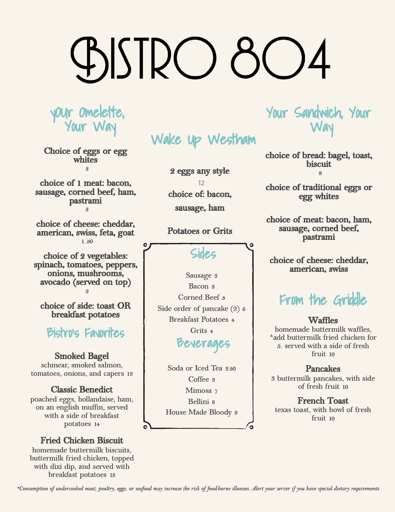 Bistro 804 - Menus