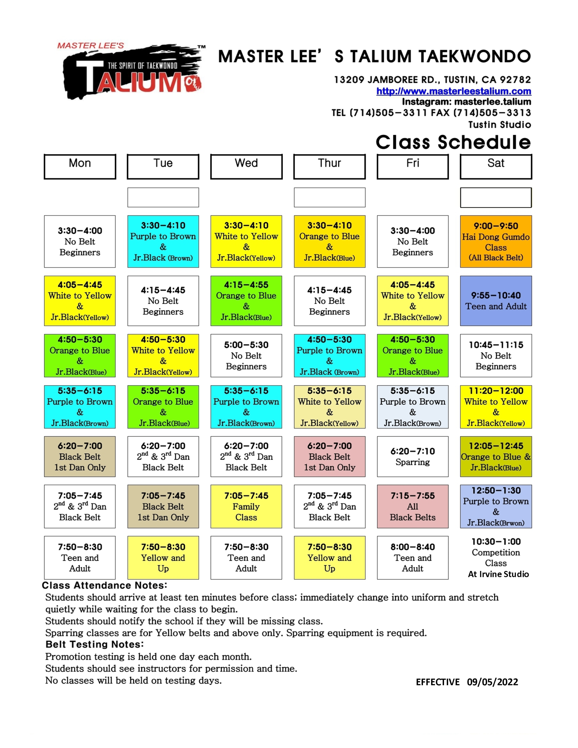 Karate Class – Tustin, CA - Master Lee’s Talium