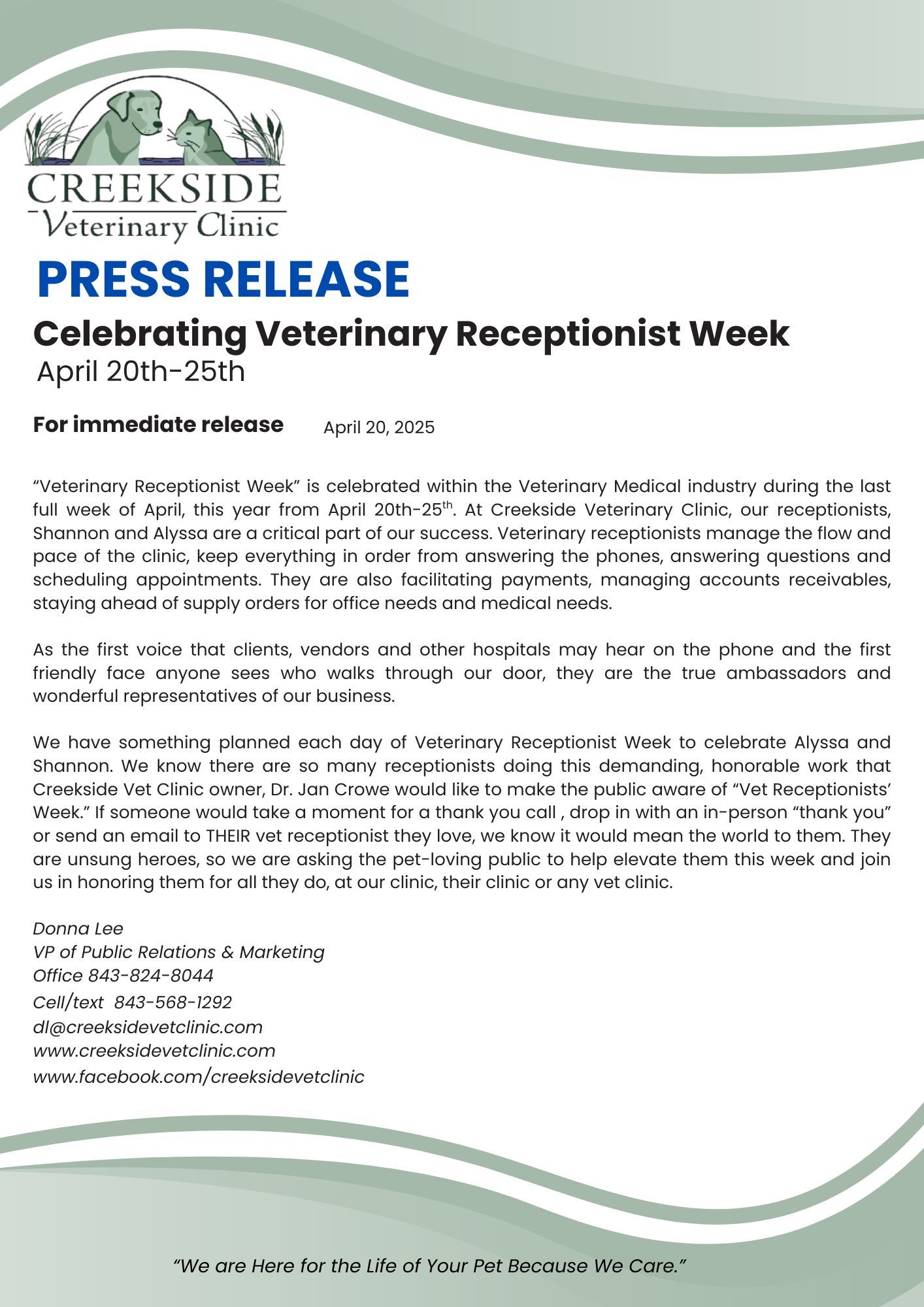 Veterinary Receptionist Week