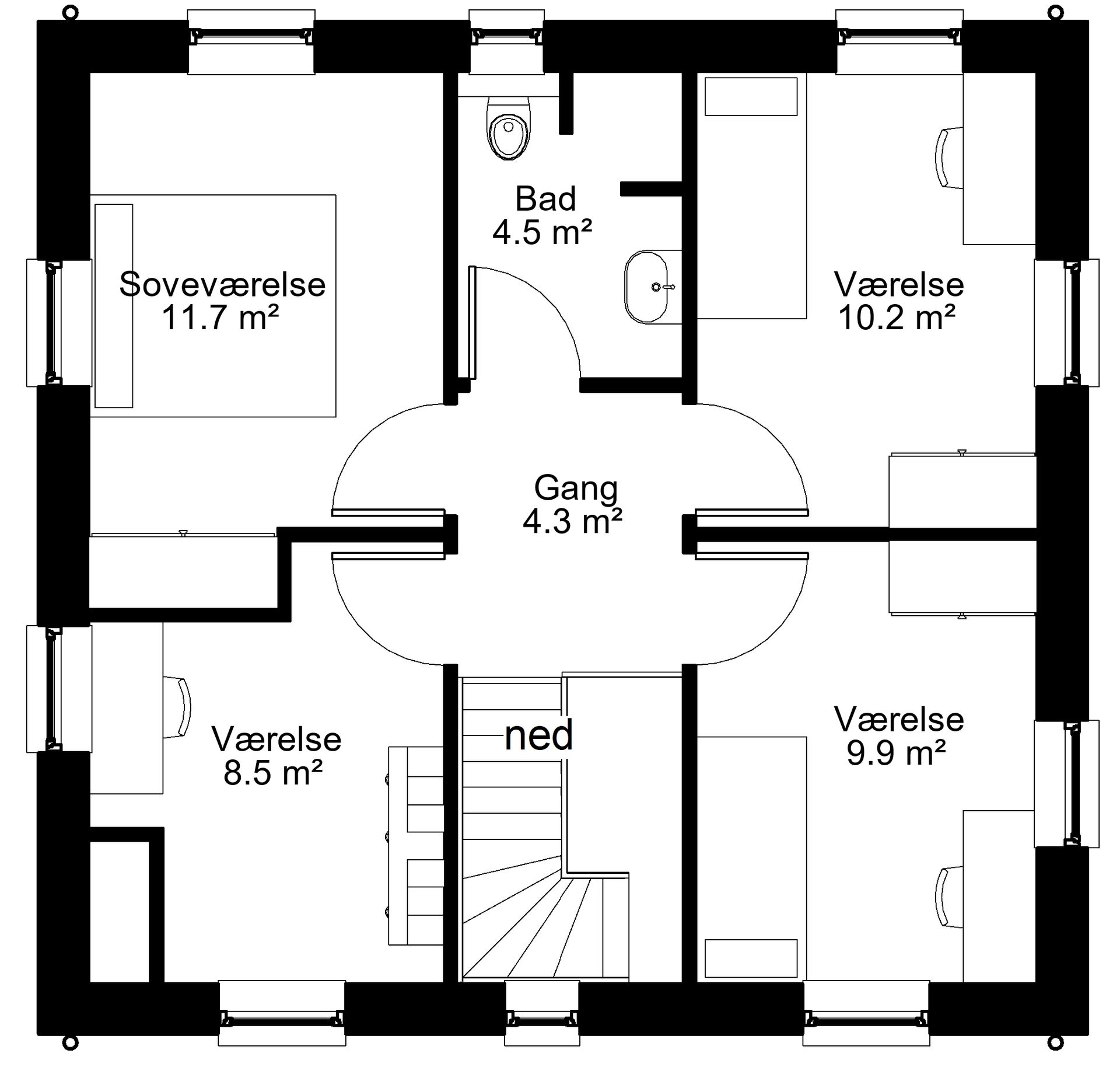 Arkitekt forslag 2/70 Længehus - Jely Huse