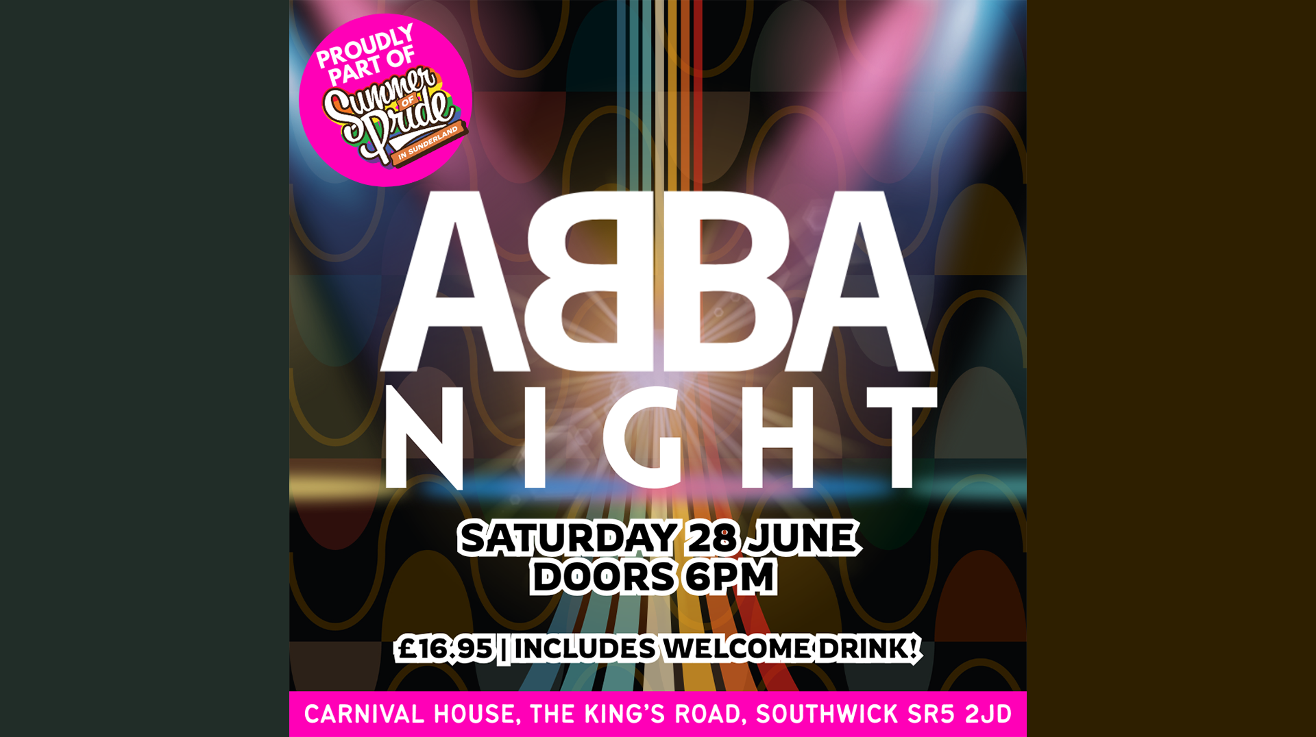 SUNDERLAND: Abba Night - Saturday 28th June from 6pm