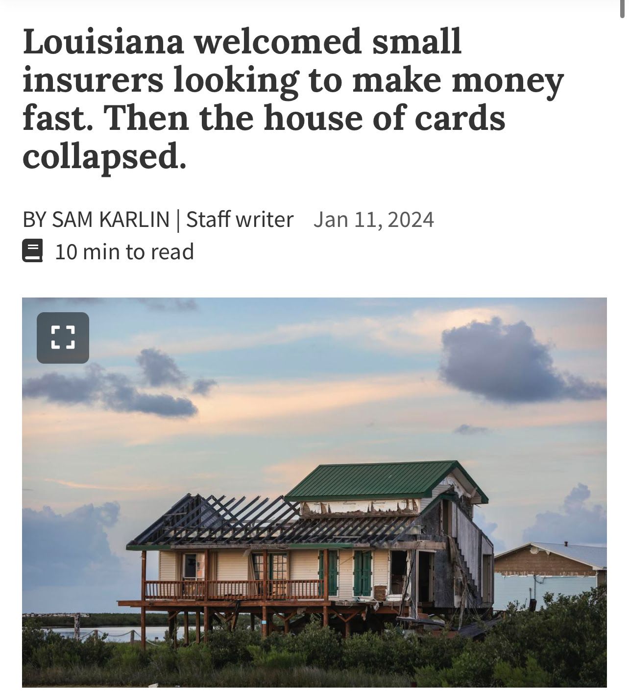 Shady Insurers Cause Collapse of Louisiana Insurance Market