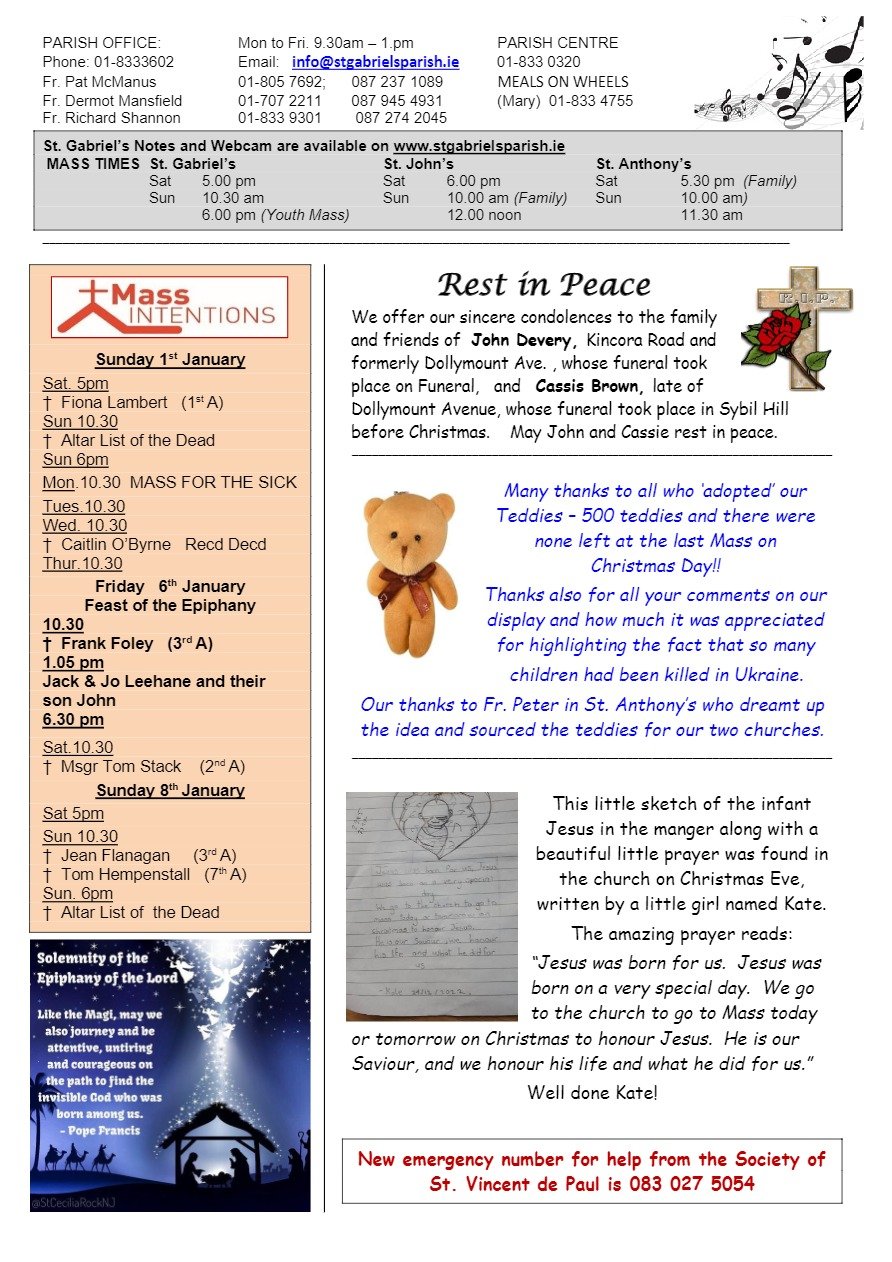 Parish Notes 1st January 2023