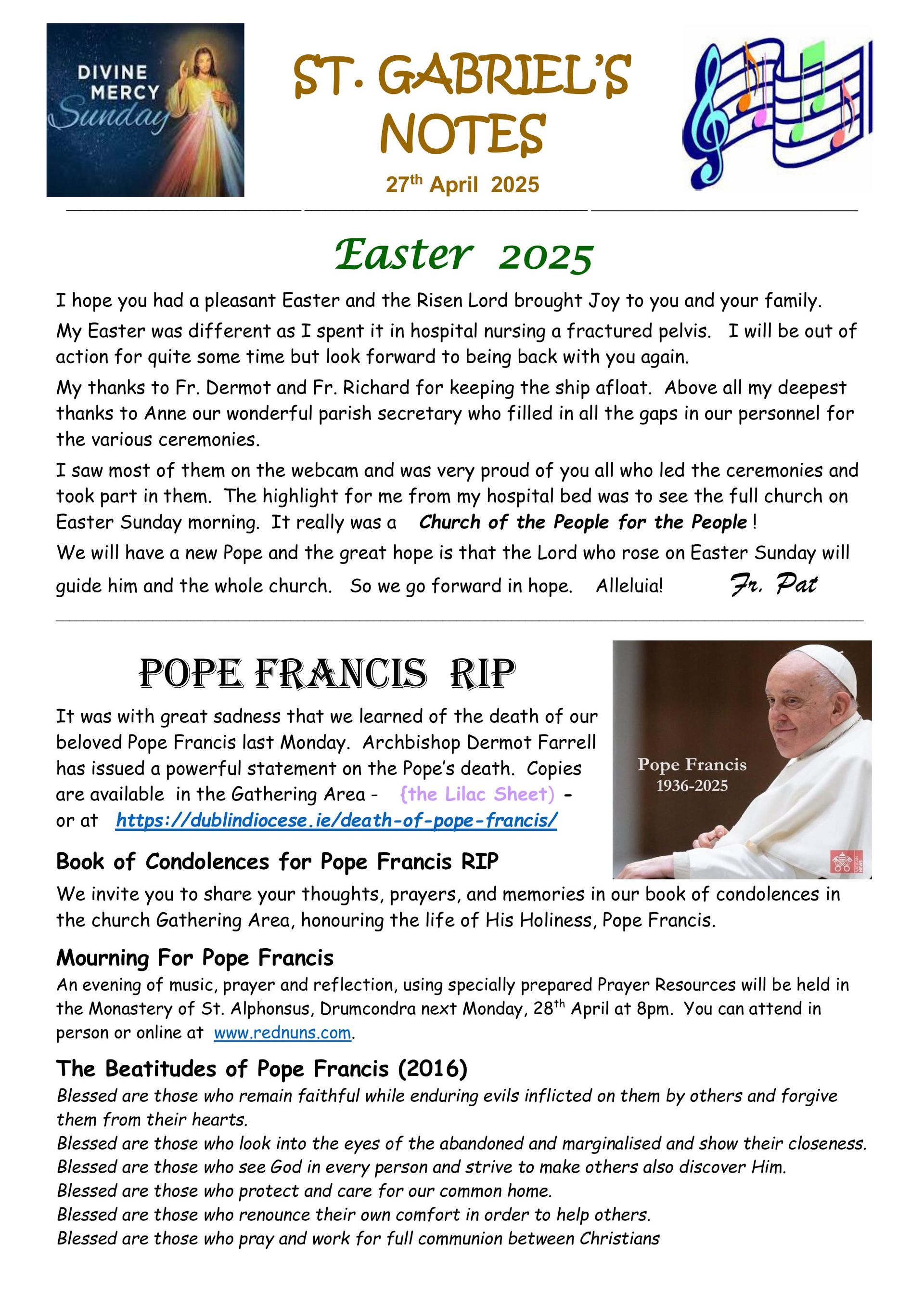 Parish Notes 27th April 2025