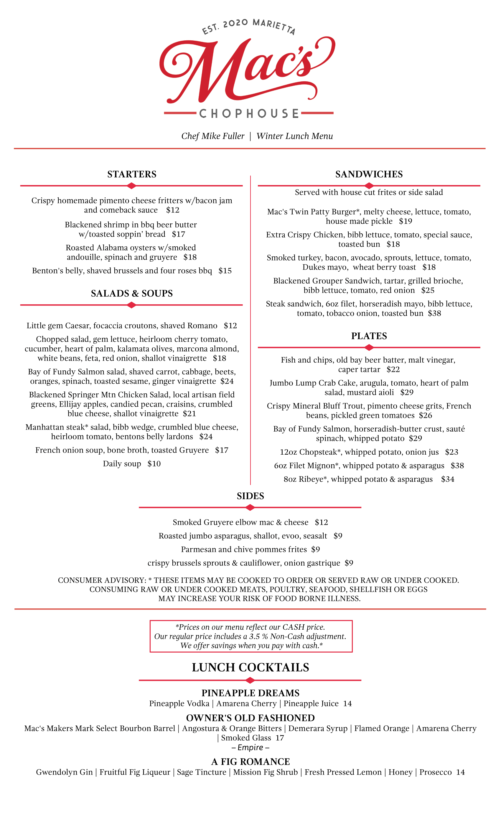 Lunch Restaurant Marietta Square | Mac's Chophouse