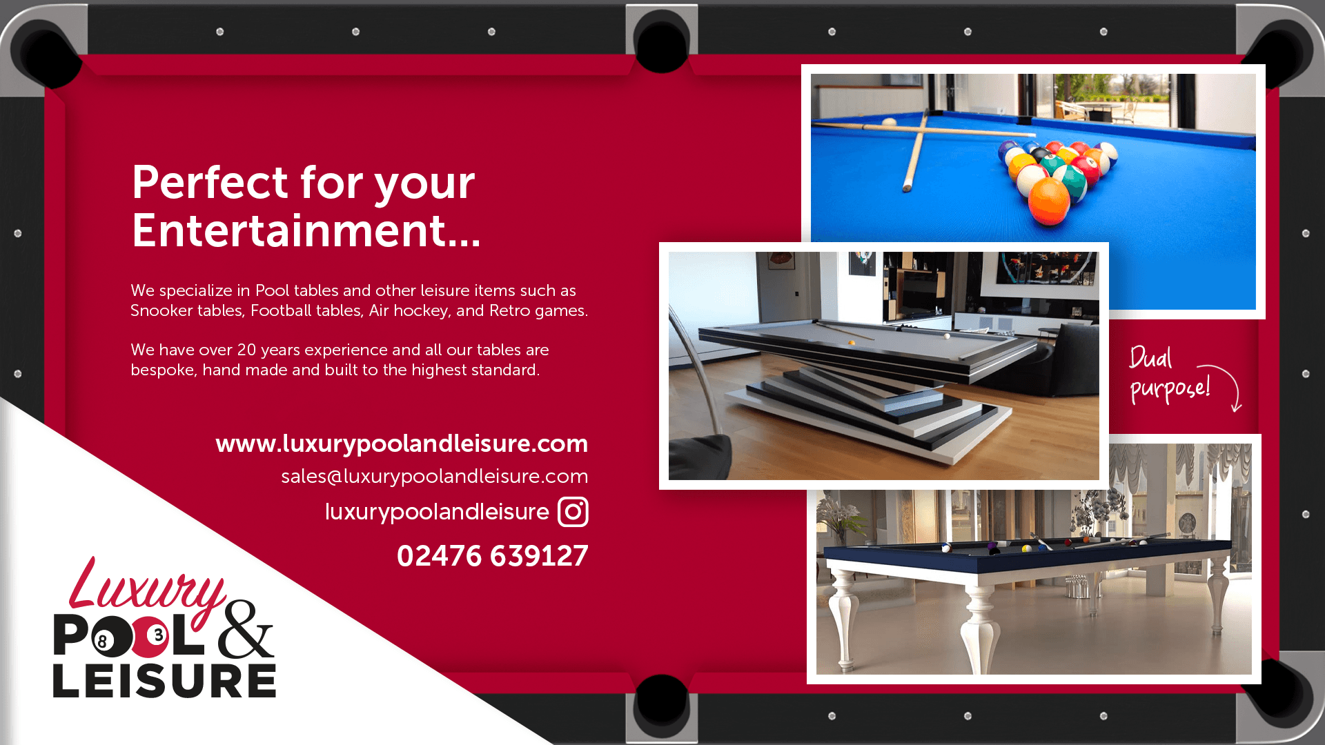 Luxury Pool Tables | Coventry | Luxury Pool & Leisure Ltd
